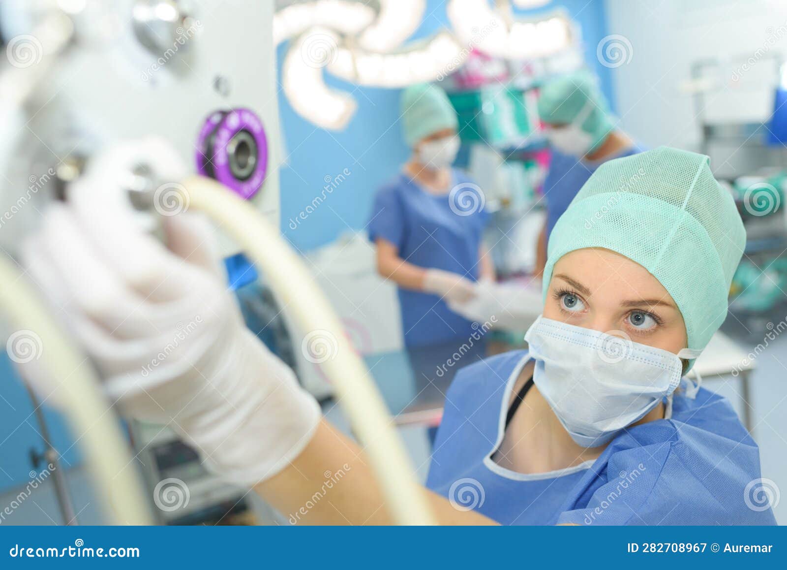Surgeon Controlling Machine while Operation Stock Image - Image of ...