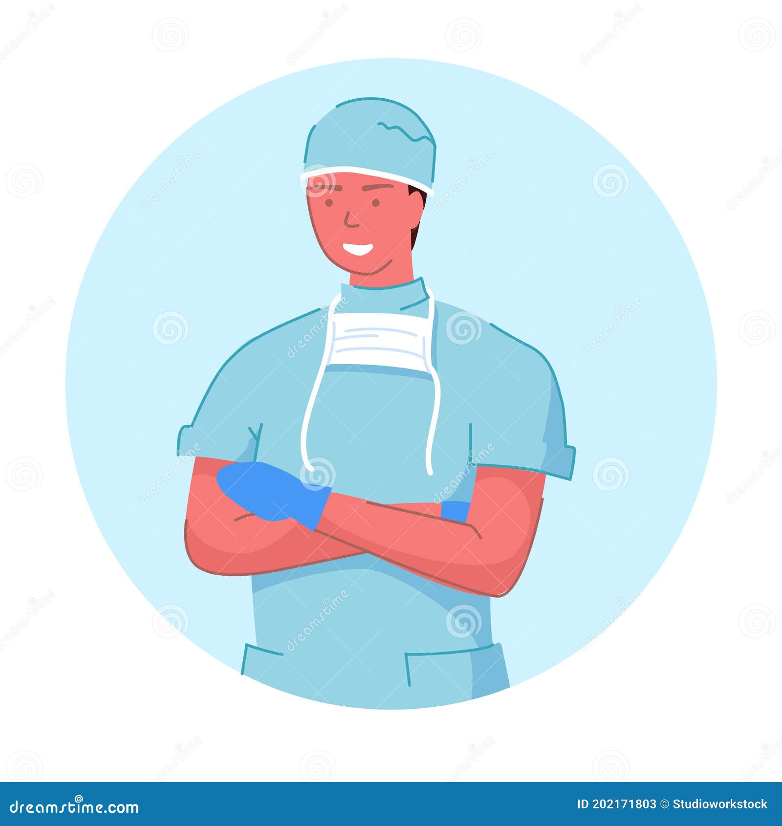 Surgeon Portrait, Avatar, Icon With Hands Up Position. One Continuous ...