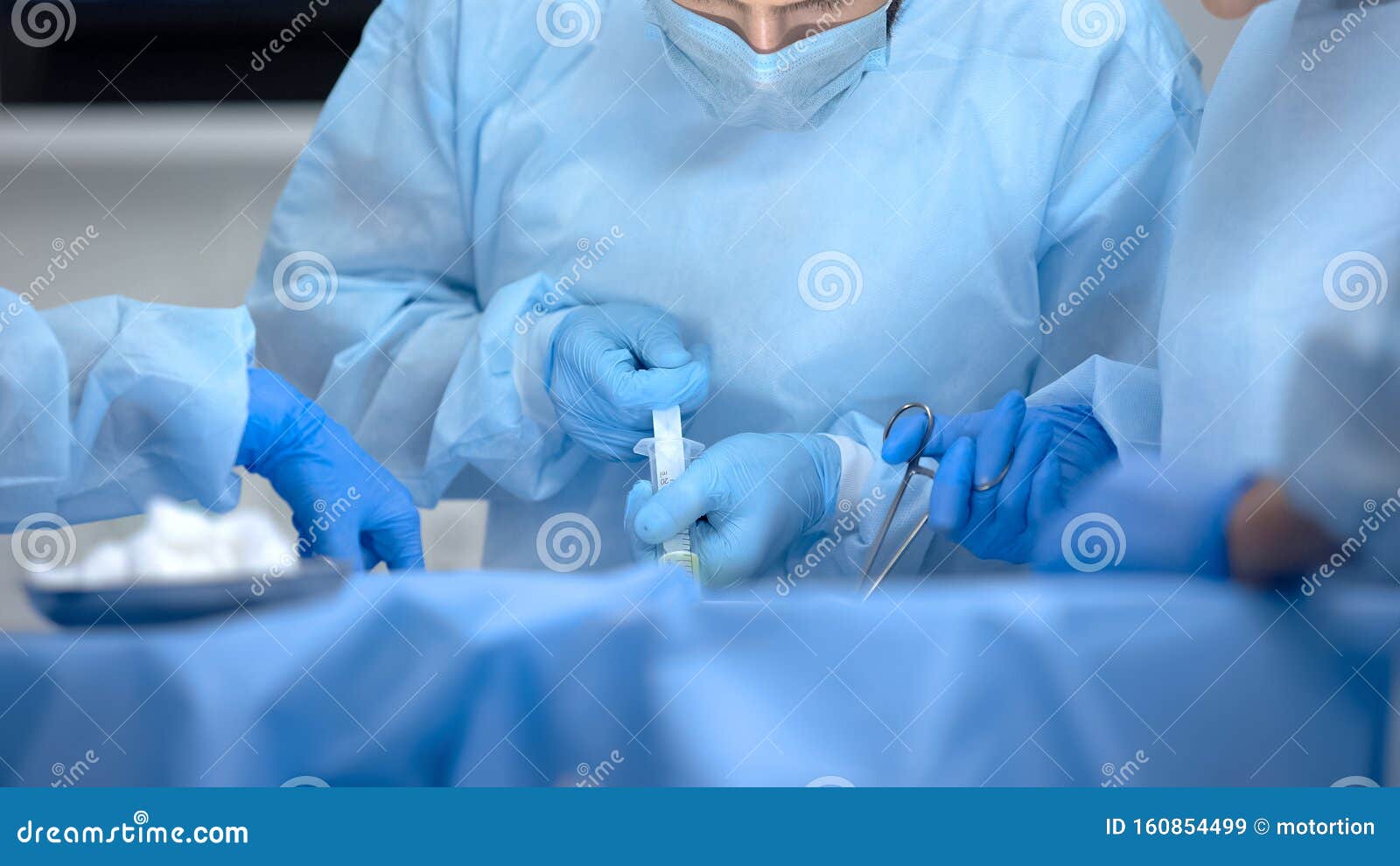 Surgeon Doing Injection during Difficult Operation, Saving Life ...