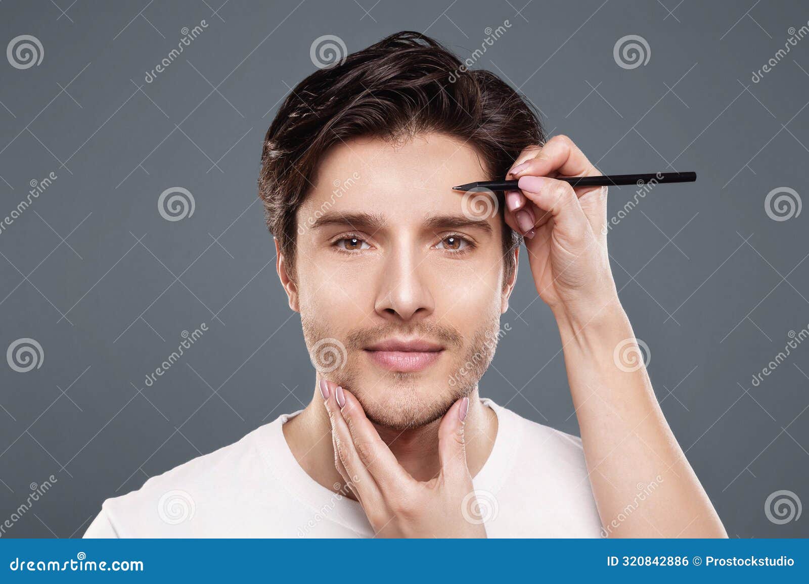Surgeon Drawing Marks on Male Face, Panorama Stock Photo - Image of ...