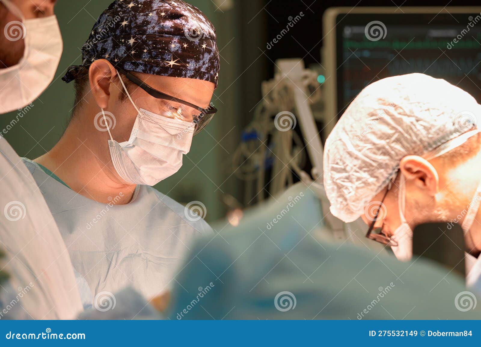 Surgeon Face in Operating Room, Stressful Operation, Surgeon Performs ...