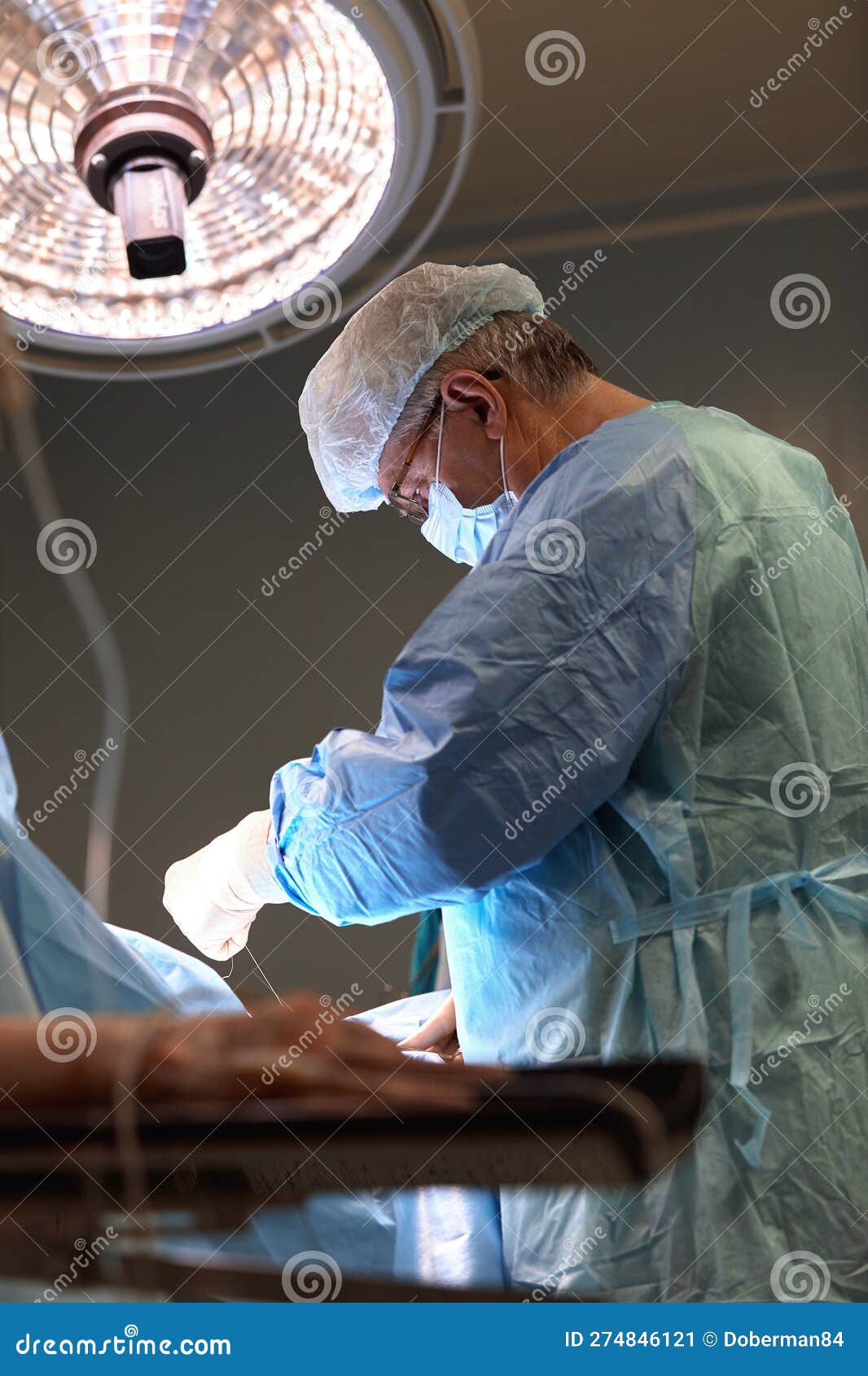 Surgeon Face in Operating Room, Stressful Operation, Surgeon Performs ...