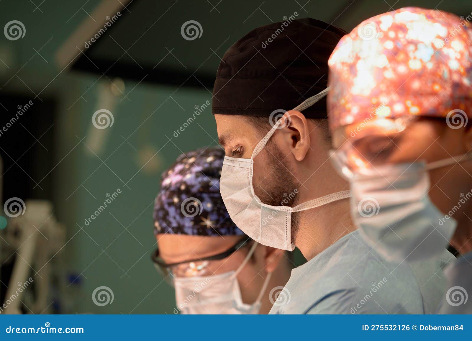 Surgeon Face in Operating Room, Stressful Operation, Surgeon Performs ...