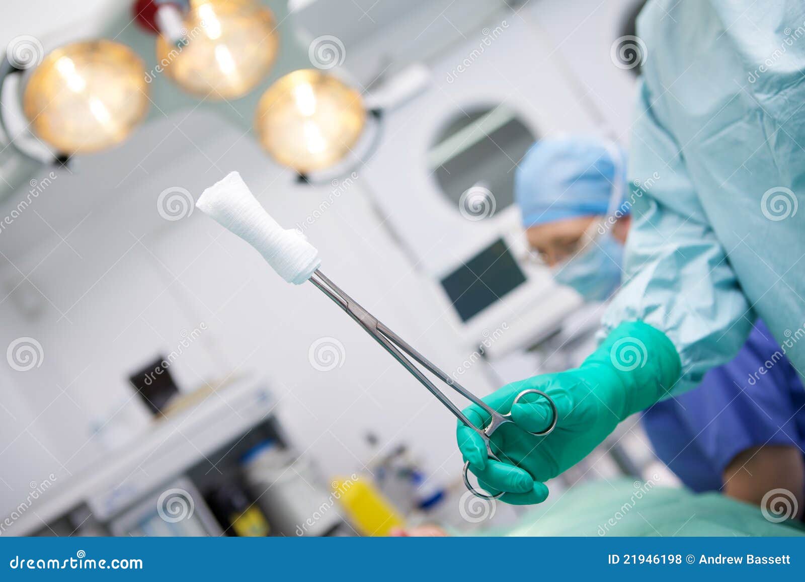 Surgeon Holding Swab during Operation Stock Photo - Image of health ...