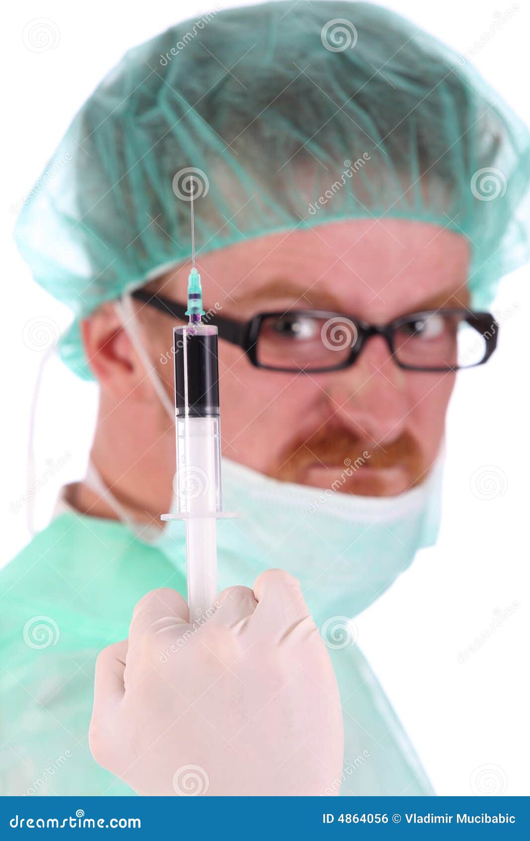 Surgeon with injection stock photo. Image of glove, medicine - 4864056