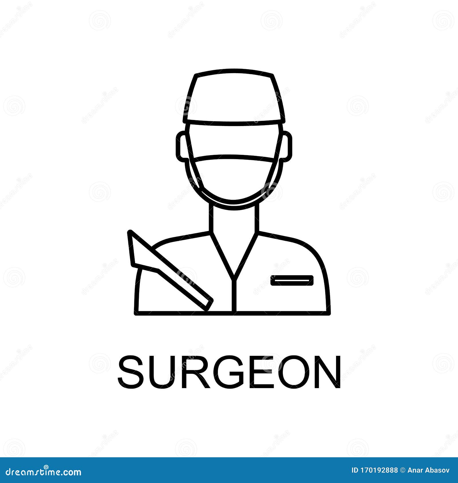 Surgeon Man Line And Silhouette Black Icons. Professional Surgeon ...