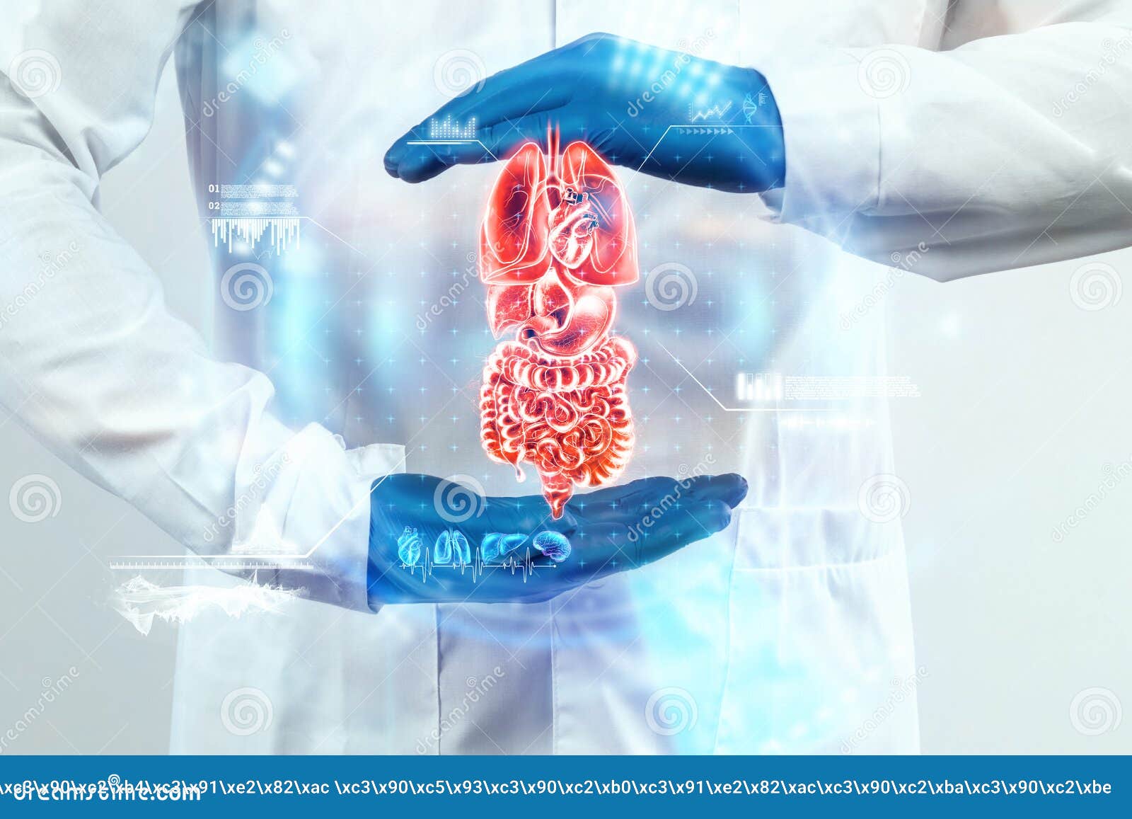 The Surgeon Looks at the Hologram of Internal Organs, Checks the Test ...