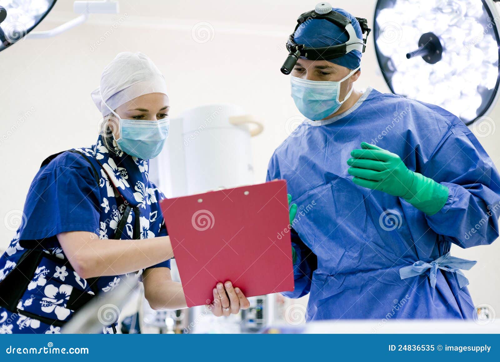 Surgeon and Nurse in Operating Theatre Stock Image - Image of equipment ...