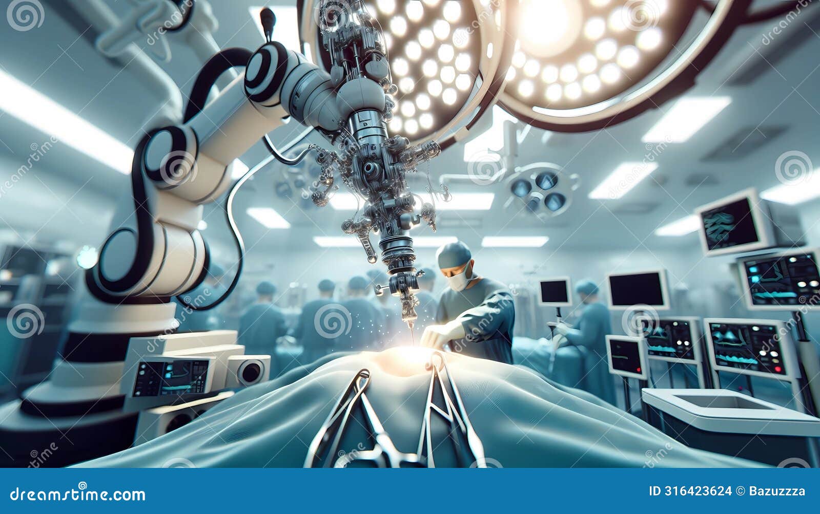 Surgeon Operating Machine in Hospital. Generative AI Stock Photo ...