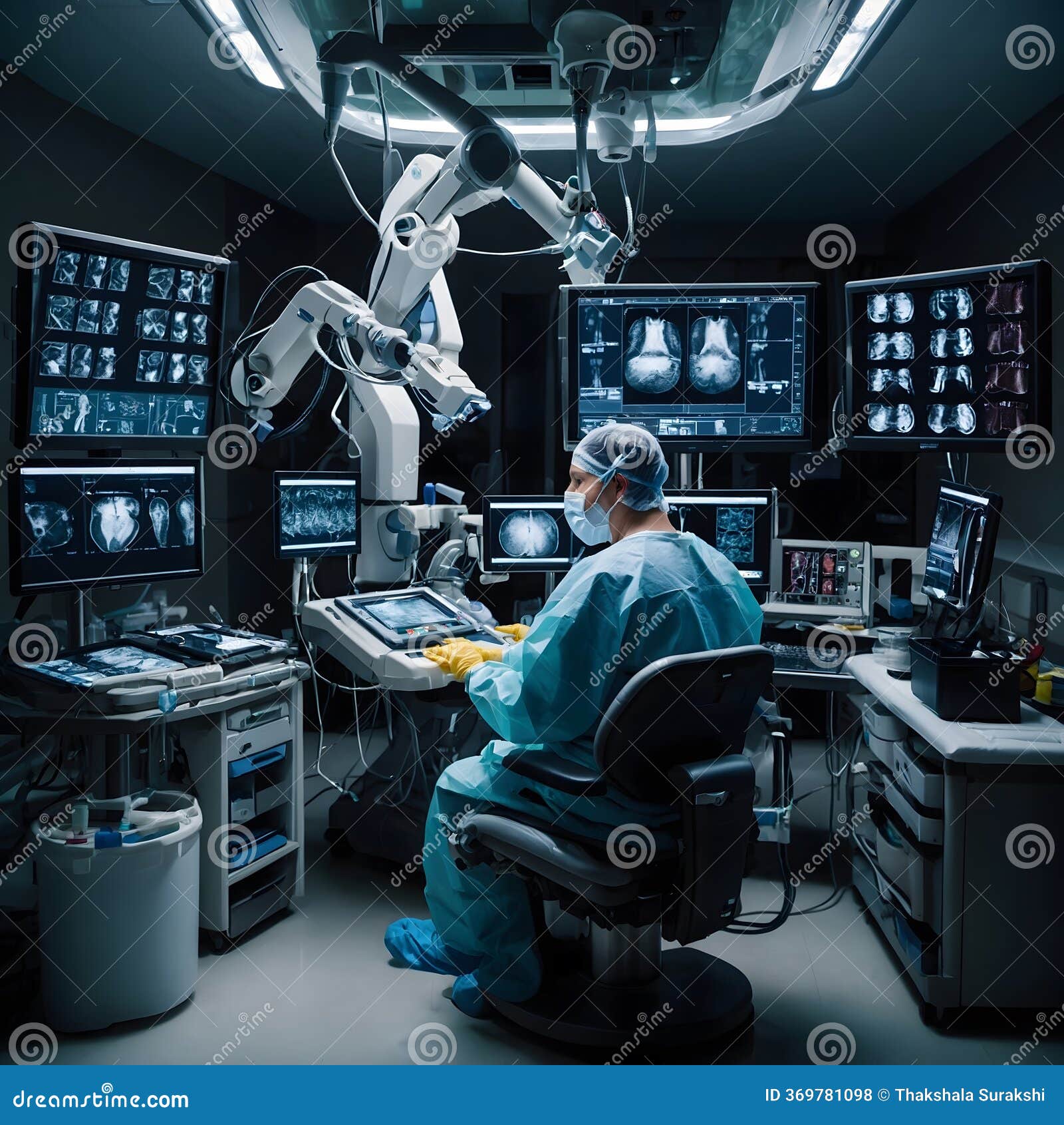Surgical System With Minimally Invasive Robot In A Hospital. Robotic ...