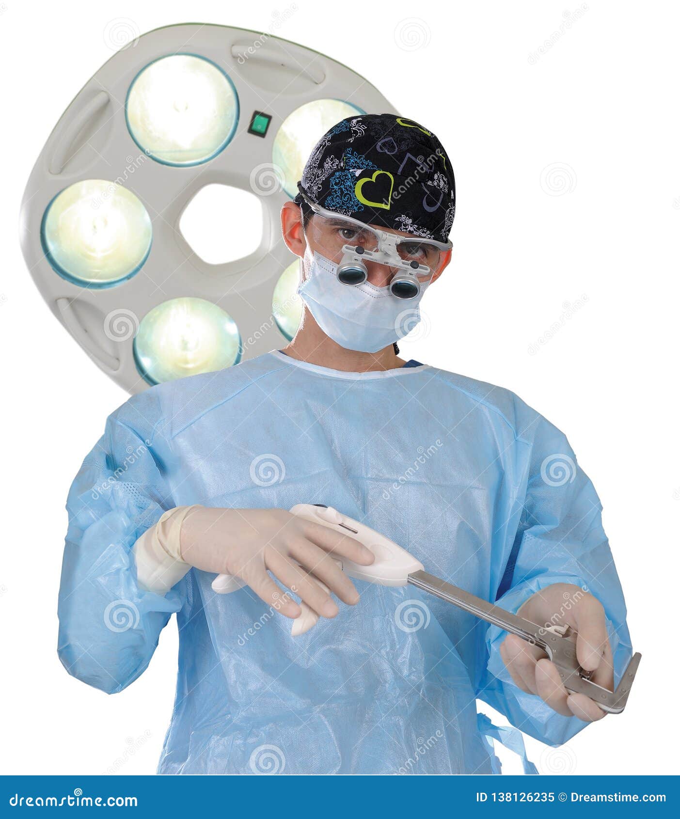 The Surgeon Performs a Surgical Operation Using a Special Instrument ...