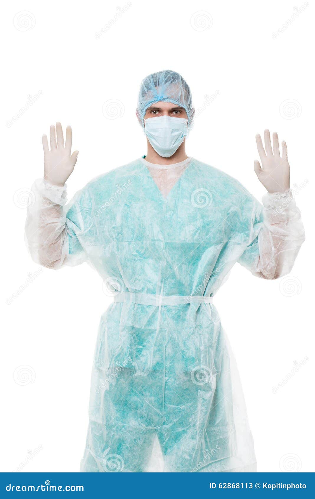 Surgeon Portrait. Hands Raised Up Stock Image - Image of senior ...