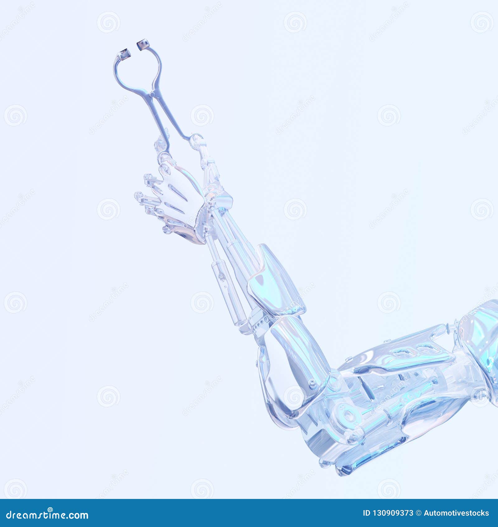 Surgeon Robot Hand Holding Medical Syringe With Vaccine. Future Robotic ...