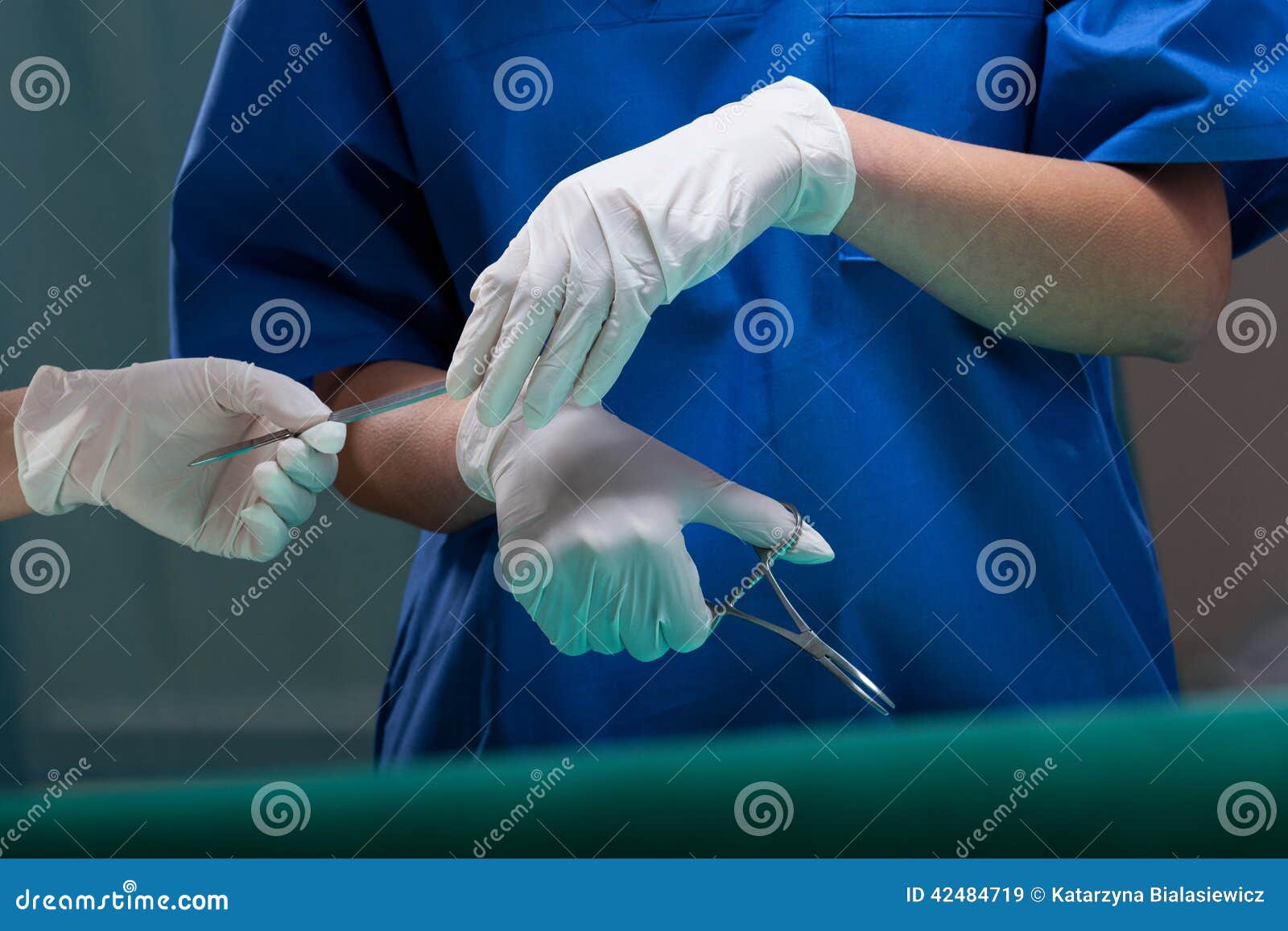Surgeon S Hands with Surgical Scissors and Scalpel during Operation ...