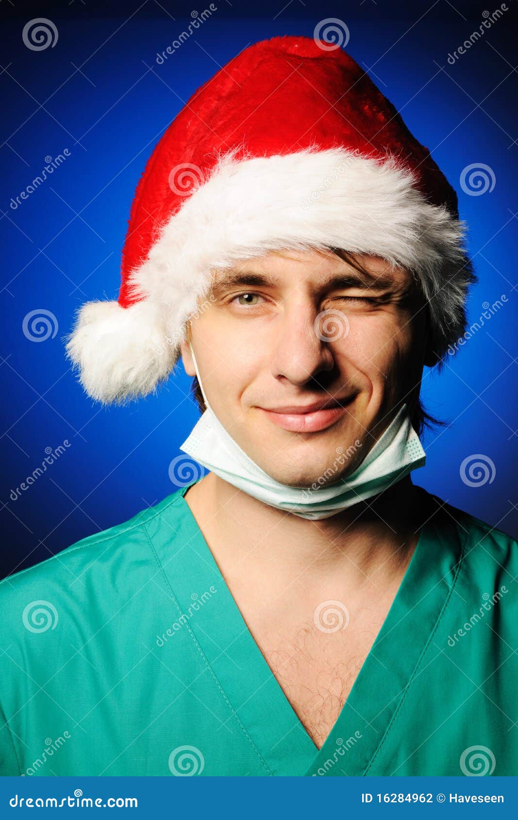 Surgeon Santa stock photo. Image of people, mask, blue - 16284962