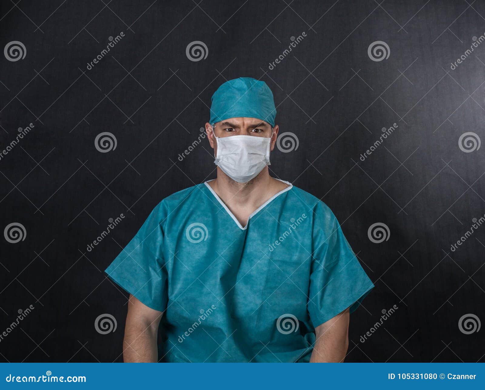 Surgeon in scrubs stock photo. Image of adult, expression - 105331080