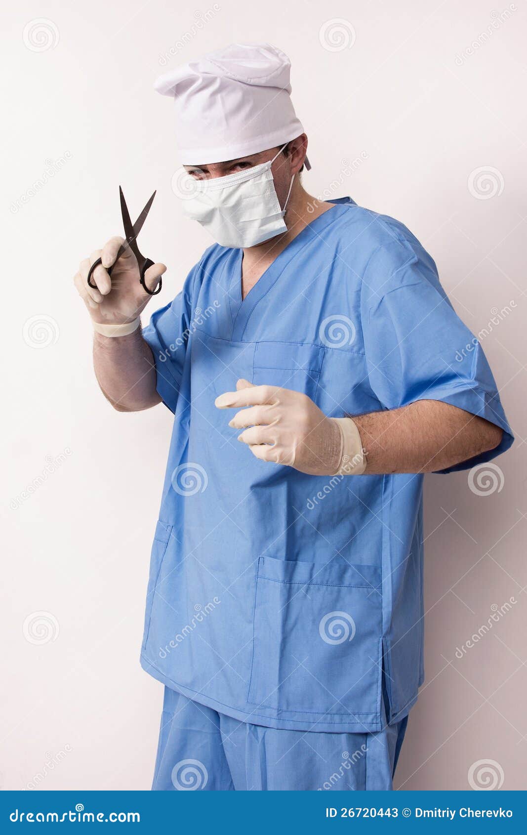 Surgeon in Scrubs with Scissor Stock Image - Image of surgical ...