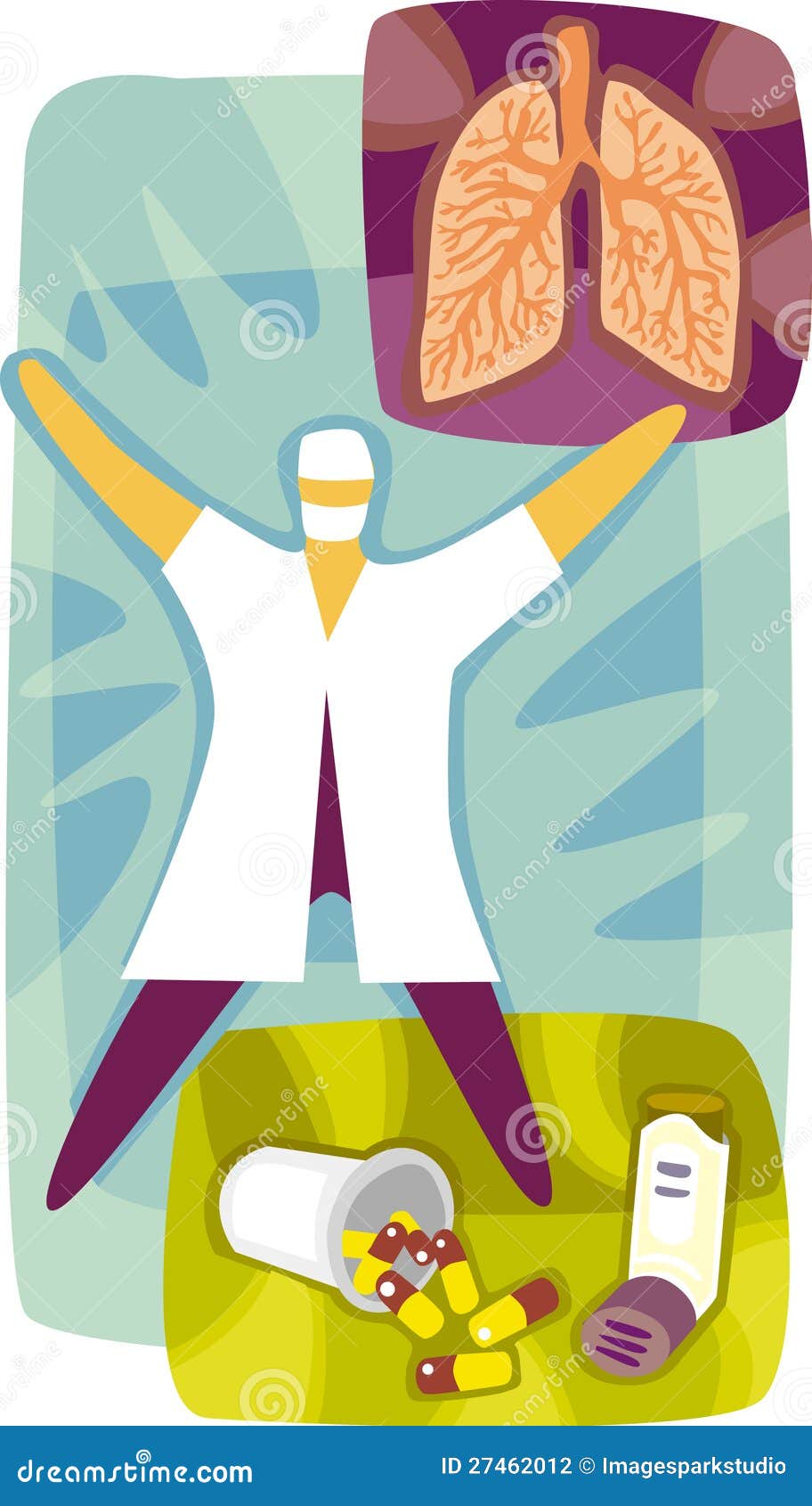 Surgeon Shown with Medication; Inhaler and Lungs Stock Illustration ...