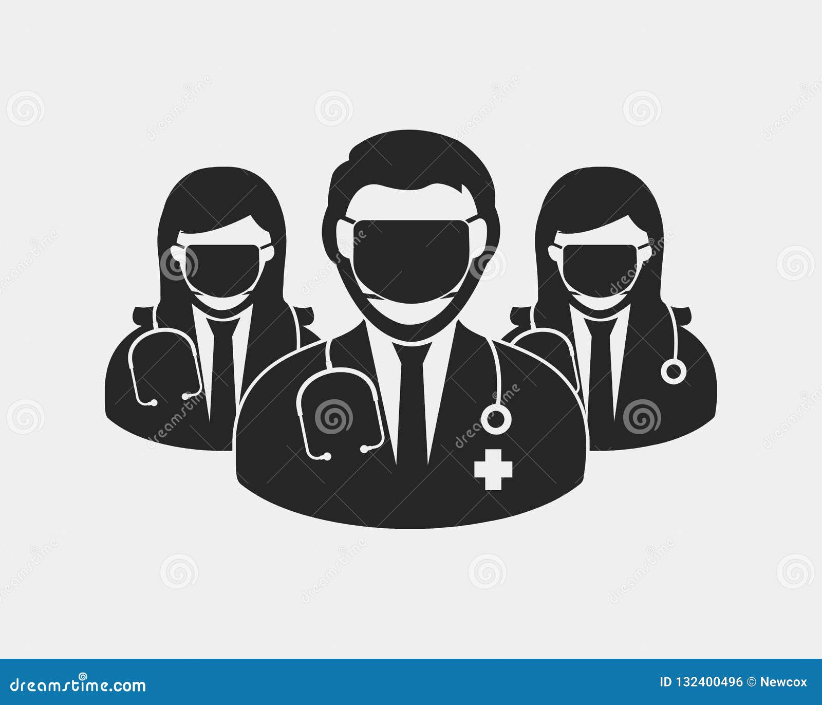 Surgeon Team Icon with Mask on Mouth with Circle Shape Stock Vector ...