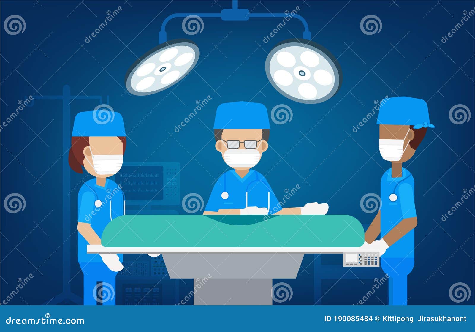 Surgeon Team in Surgery Room Stock Vector - Illustration of uniform ...