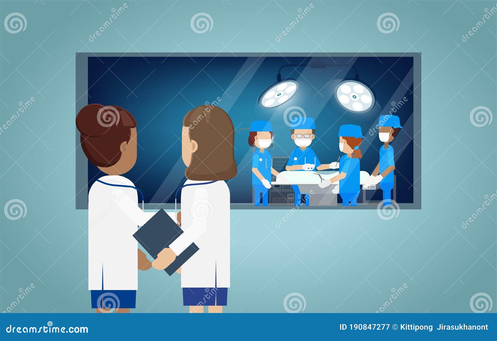 Surgeon Team in Surgery Room Stock Vector - Illustration of clinic ...