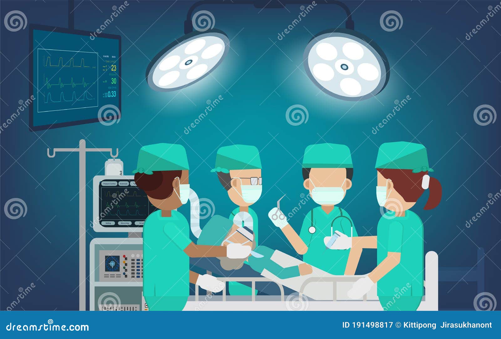 Surgeon Team in Surgery Room Stock Vector - Illustration of paramedic ...