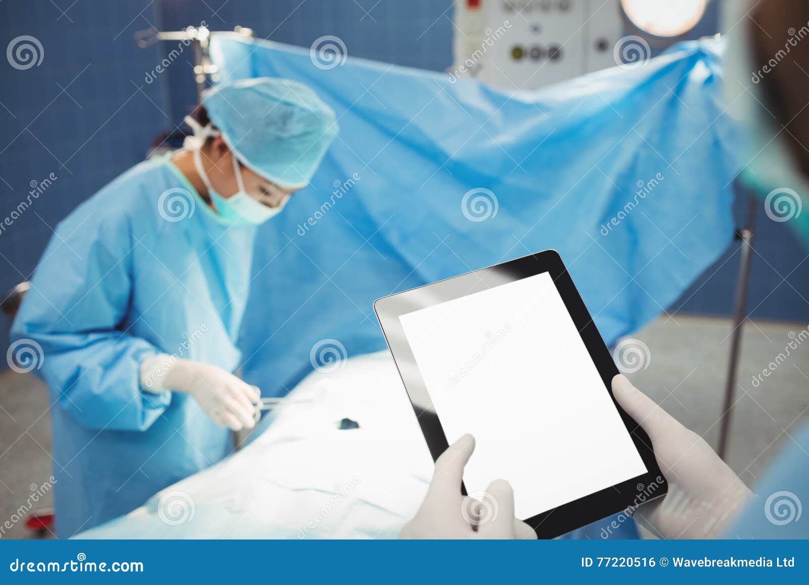 Surgeon Using Digital while Nurse Operating Patient in Operation Room ...
