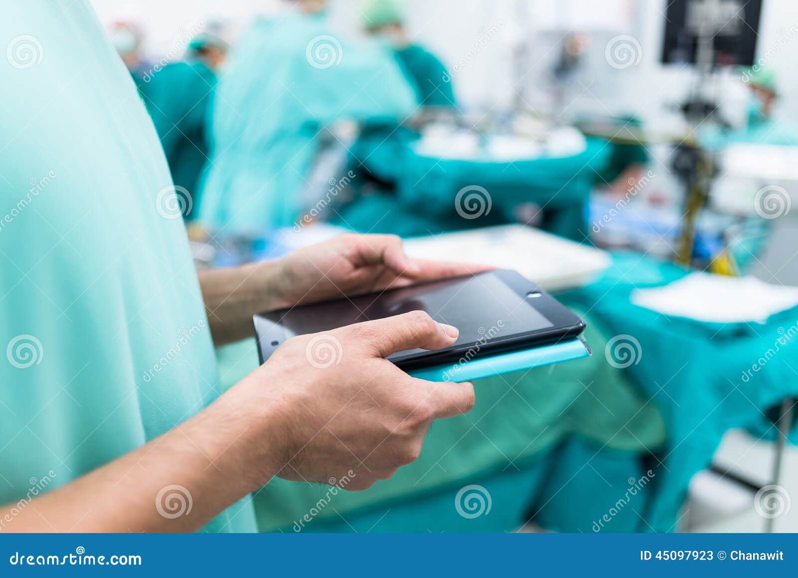 Surgeon Using Digital Tablet Stock Image - Image of tablet, control ...