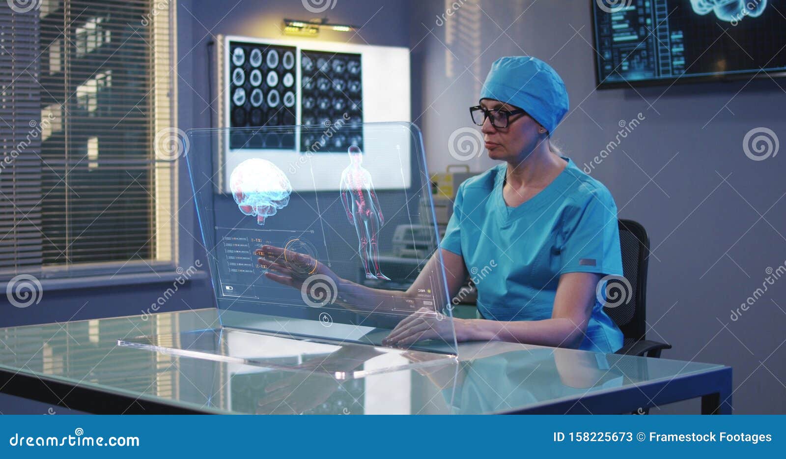 Surgeon Using Transparent Display Screen Stock Image - Image of science ...