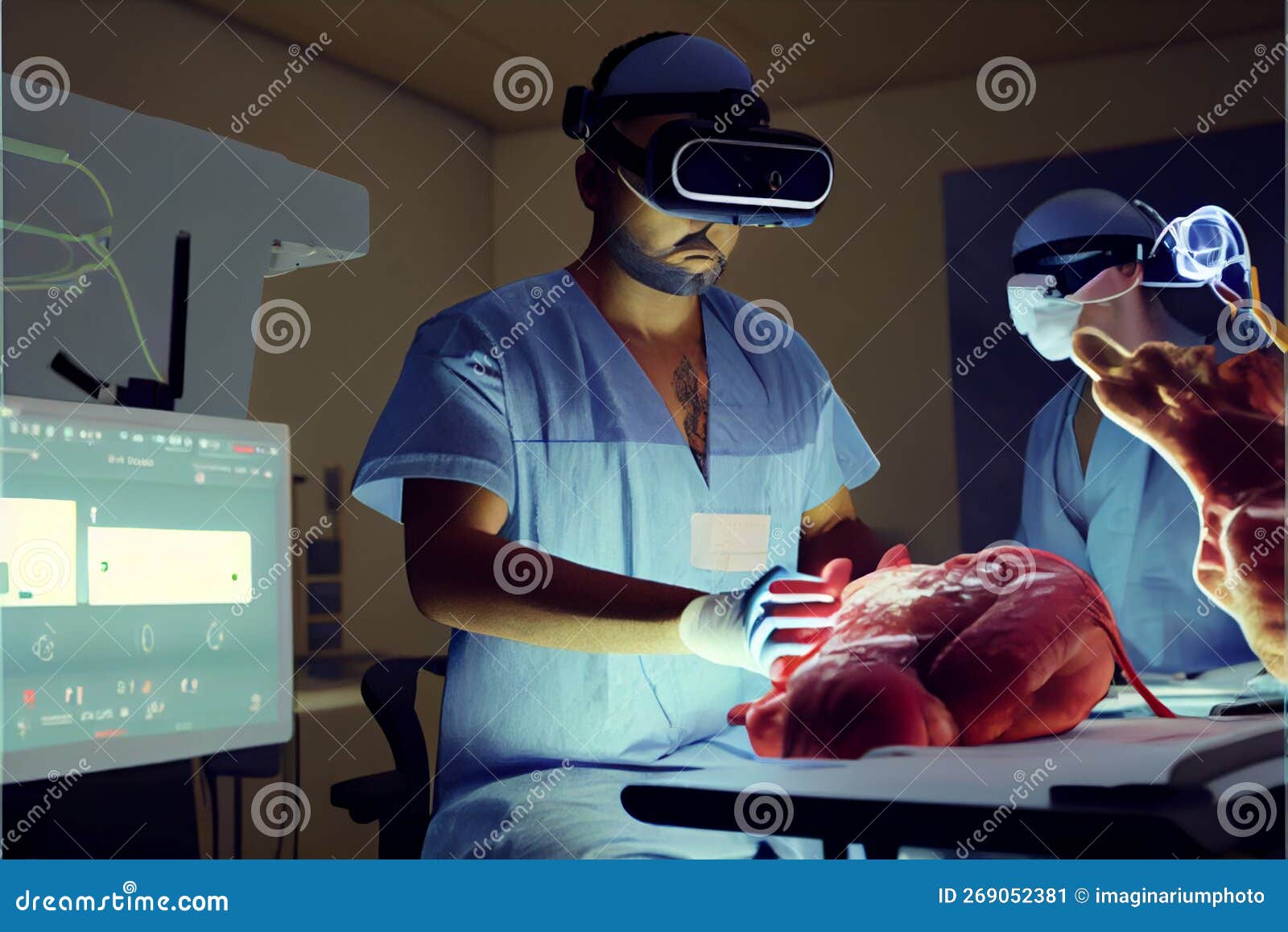 Doctor Using Virtual Reality Goggles and Moving Hands in Medical ...