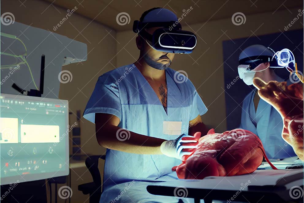 Doctor Using Virtual Reality Goggles and Moving Hands in Medical ...