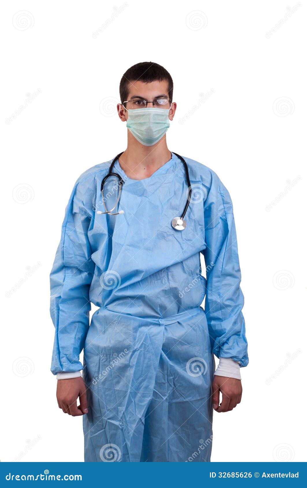 Surgeon Wearing Blue Scrubs and Mask Stock Photo - Image of help ...