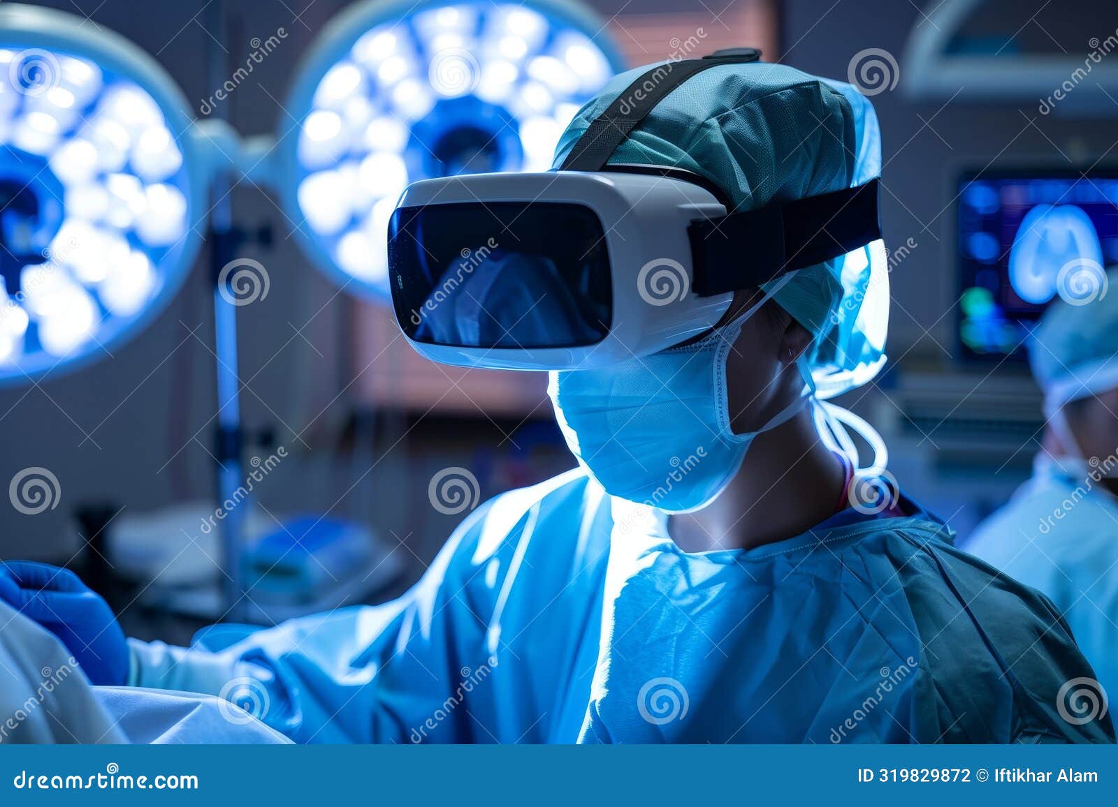 A Surgeon Wearing a Virtual Reality Headset Performs Surgery in an ...