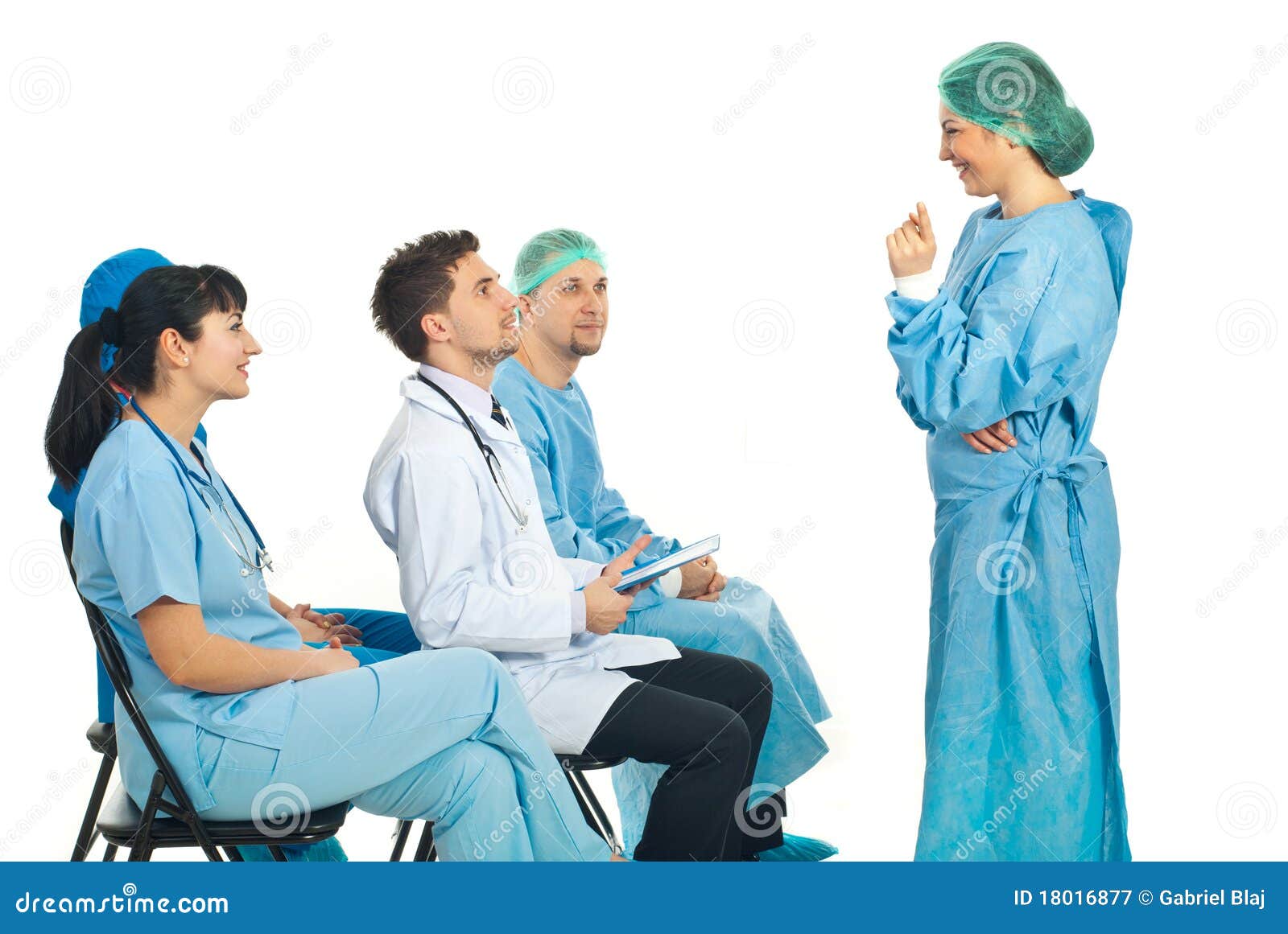 Surgeon Woman Having Discussion with Doctors Stock Image - Image of ...