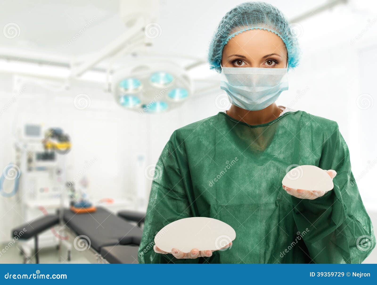 Surgeon Woman Holding Silicon Breast Implants Stock Image - Image of ...