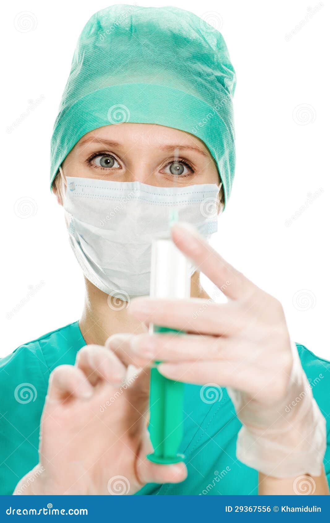 Surgeon Woman with Syringe Making Injection, Stock Photo - Image of ...