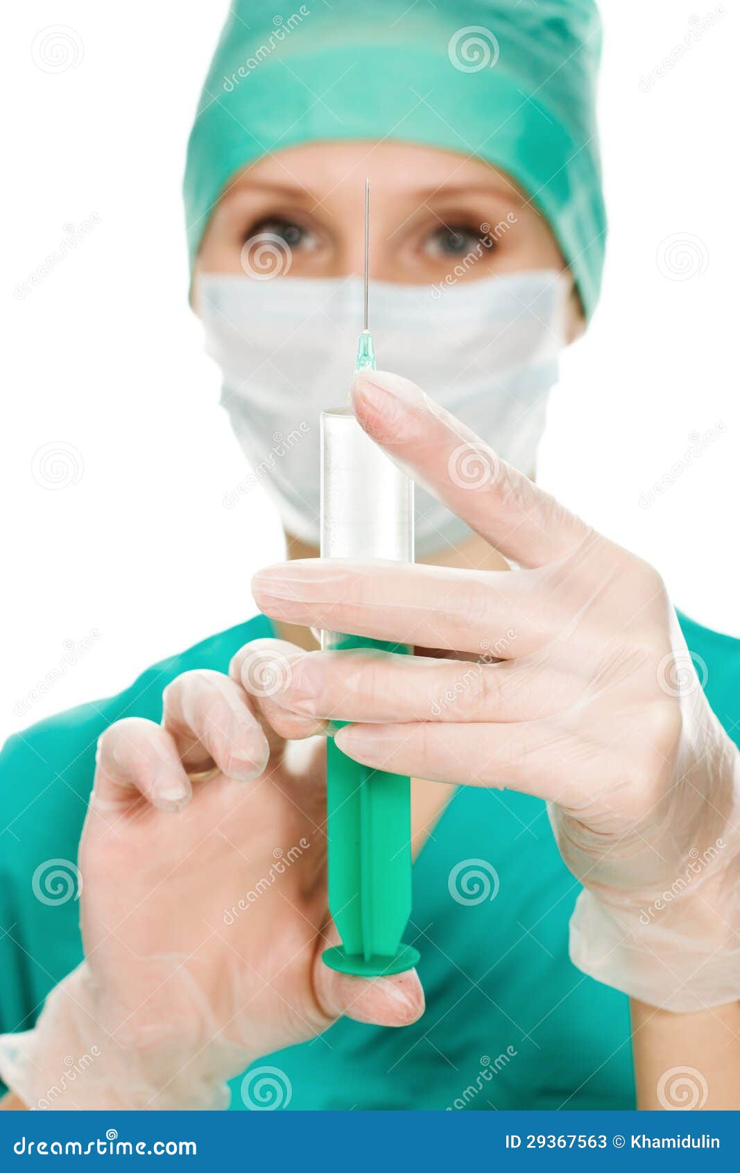 Surgeon Woman with Syringe Making Injection, Stock Image - Image of ...