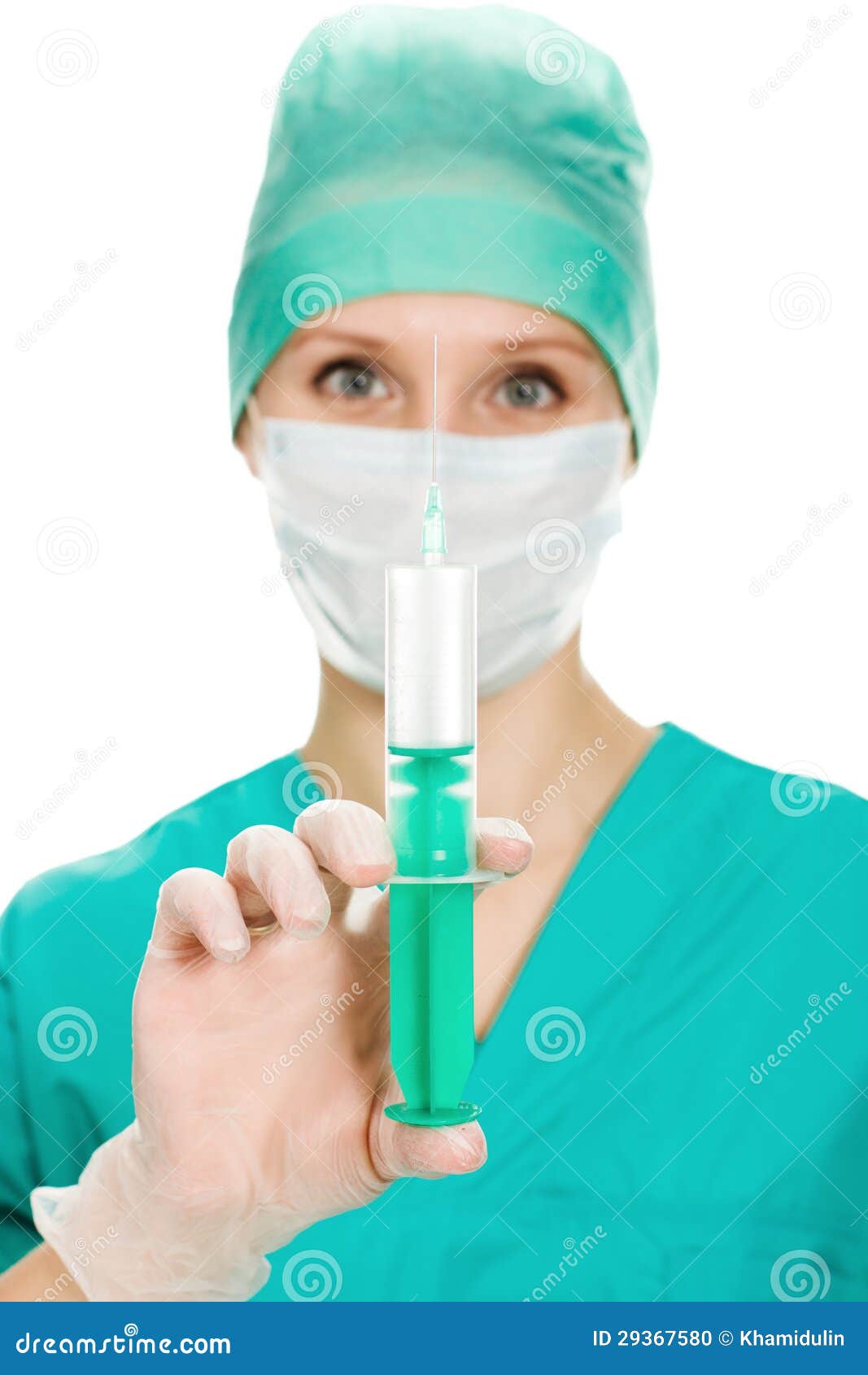 Surgeon Woman with Syringe Making Injection, Stock Photo - Image of ...