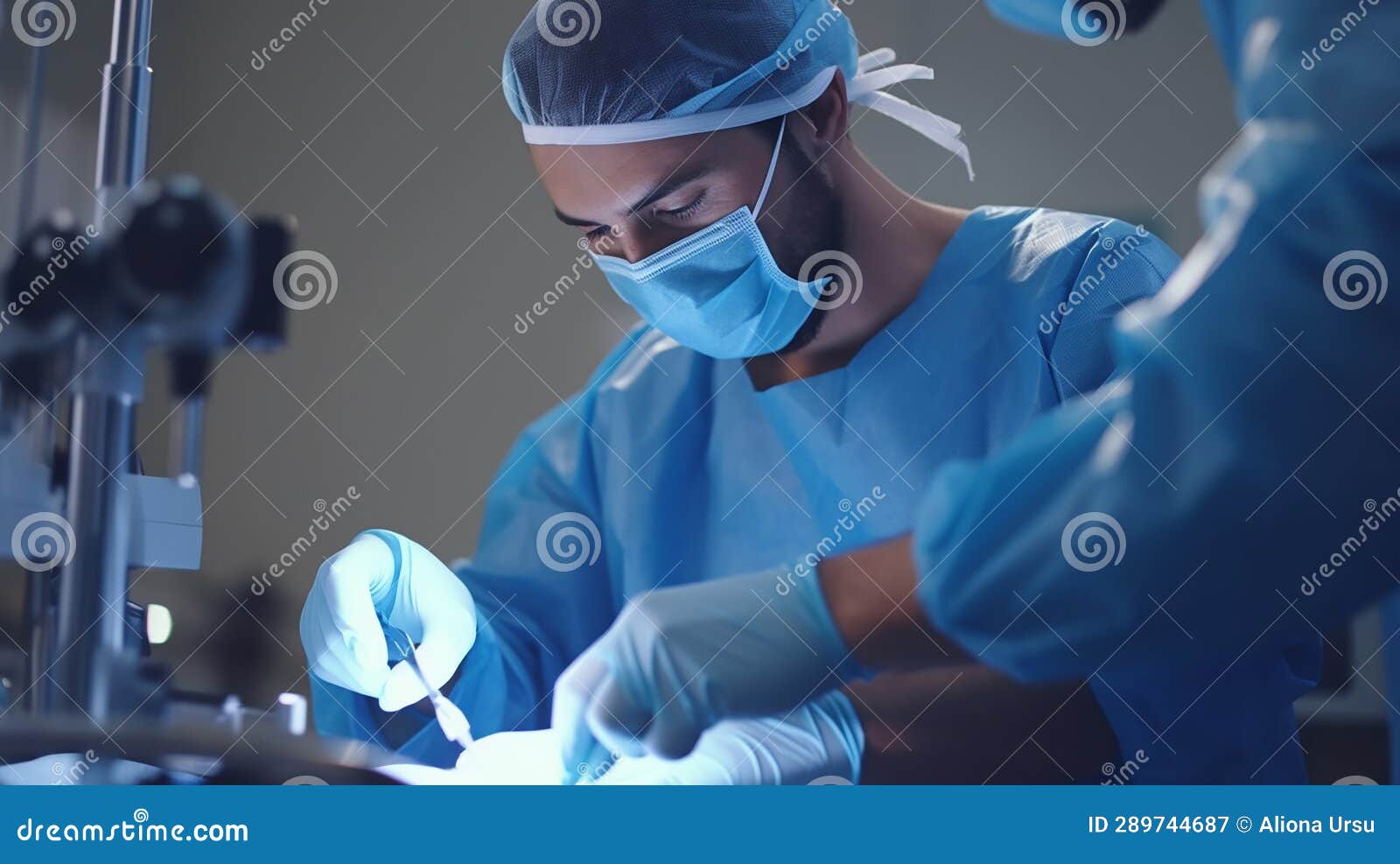 Surgeon at Work in Operating Room. Preparation for the Beginning of ...