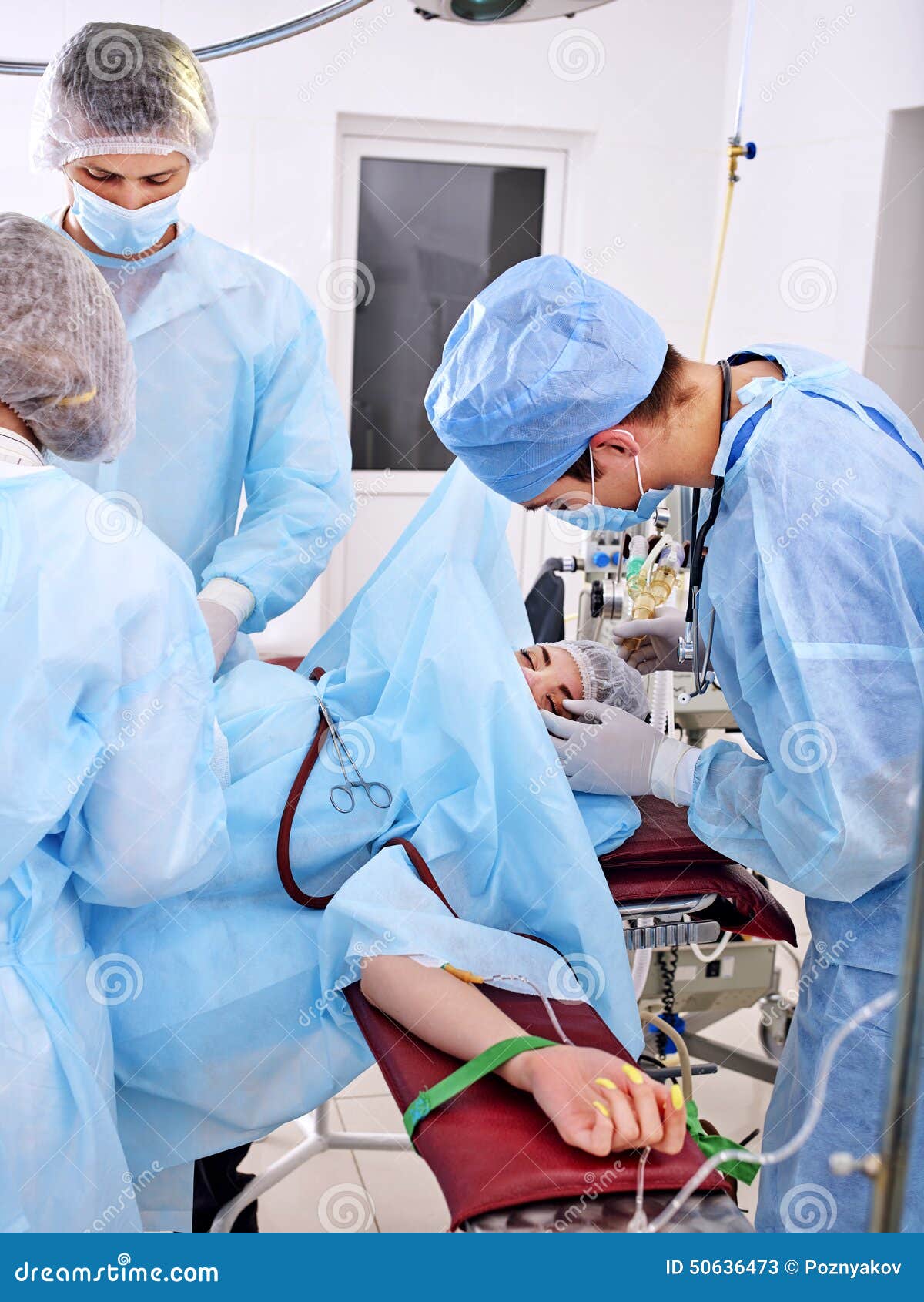 Surgeon at Work in Operating Room Stock Image - Image of lamp ...