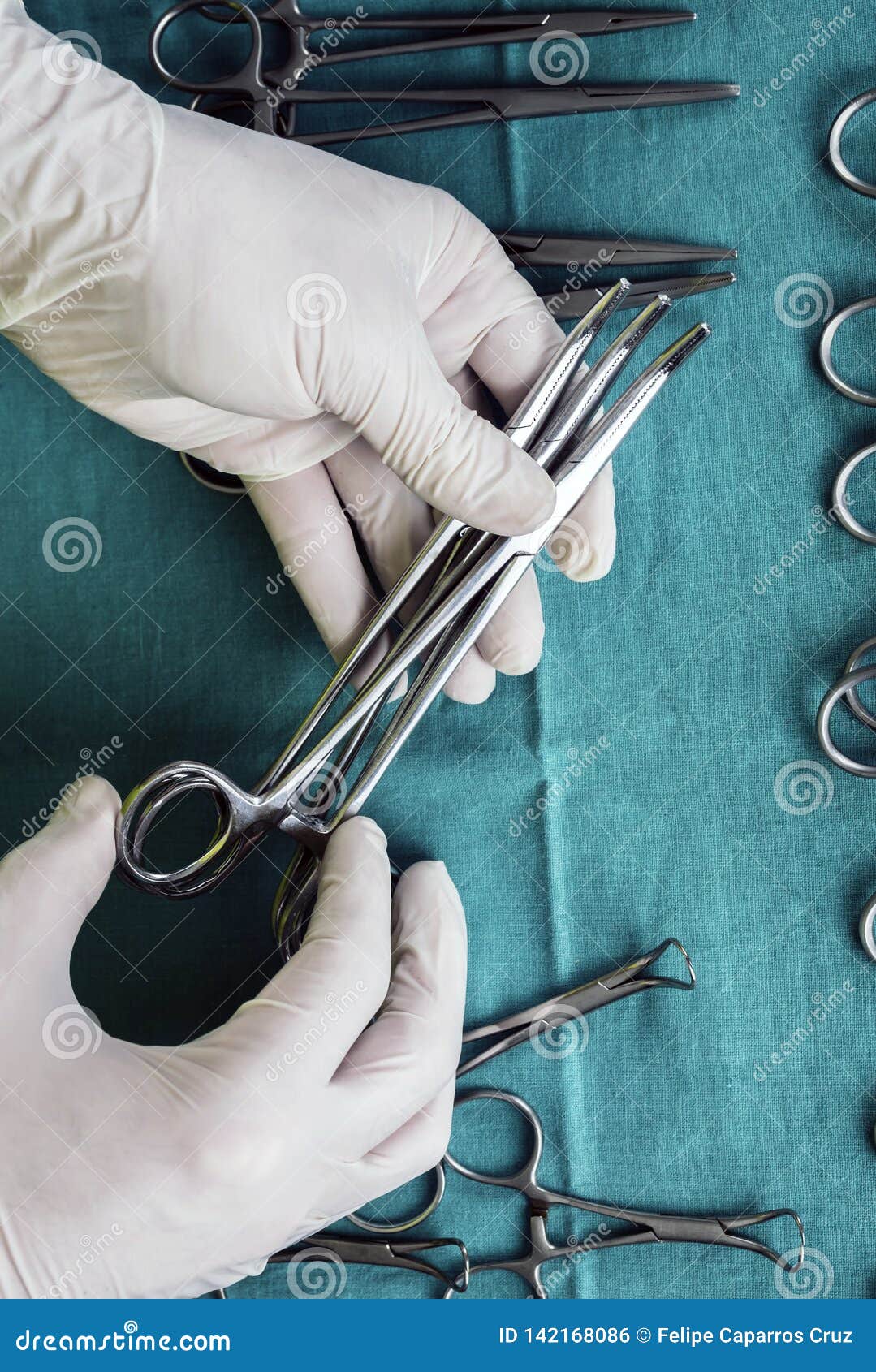 Surgeon Working in Operating Room, Hands with Gloves Holding Scissors ...