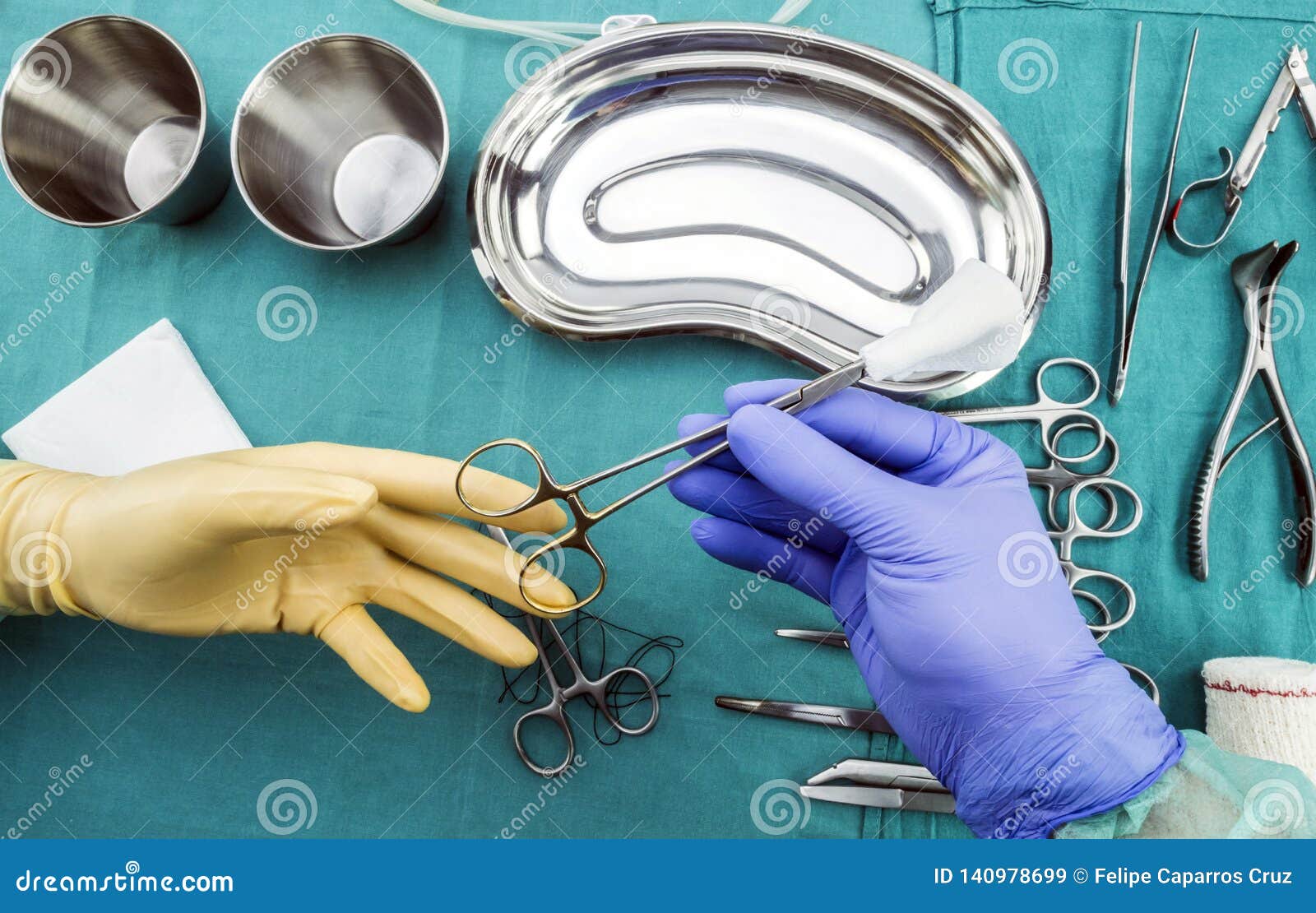 Surgeon Working in Operating Room, Hands with Gloves Holding Scissors ...
