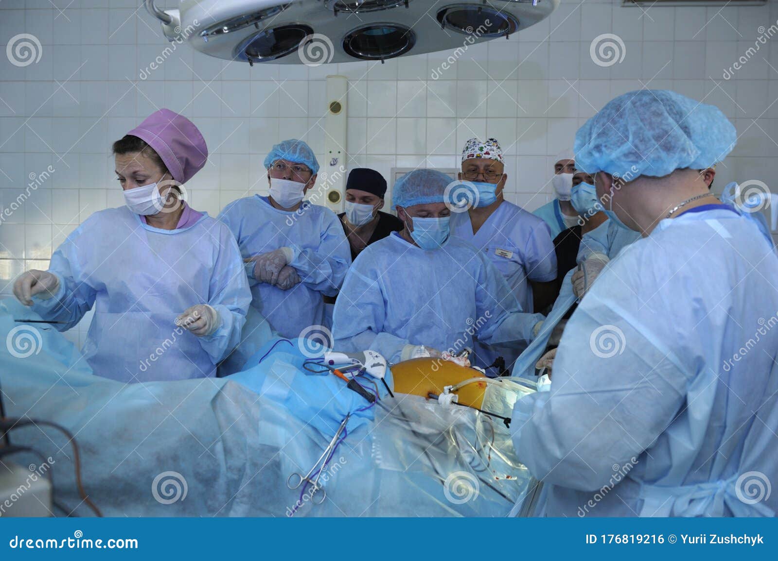 Surgeons Performing Surgery Vintage Postage Stamp Royalty-Free ...