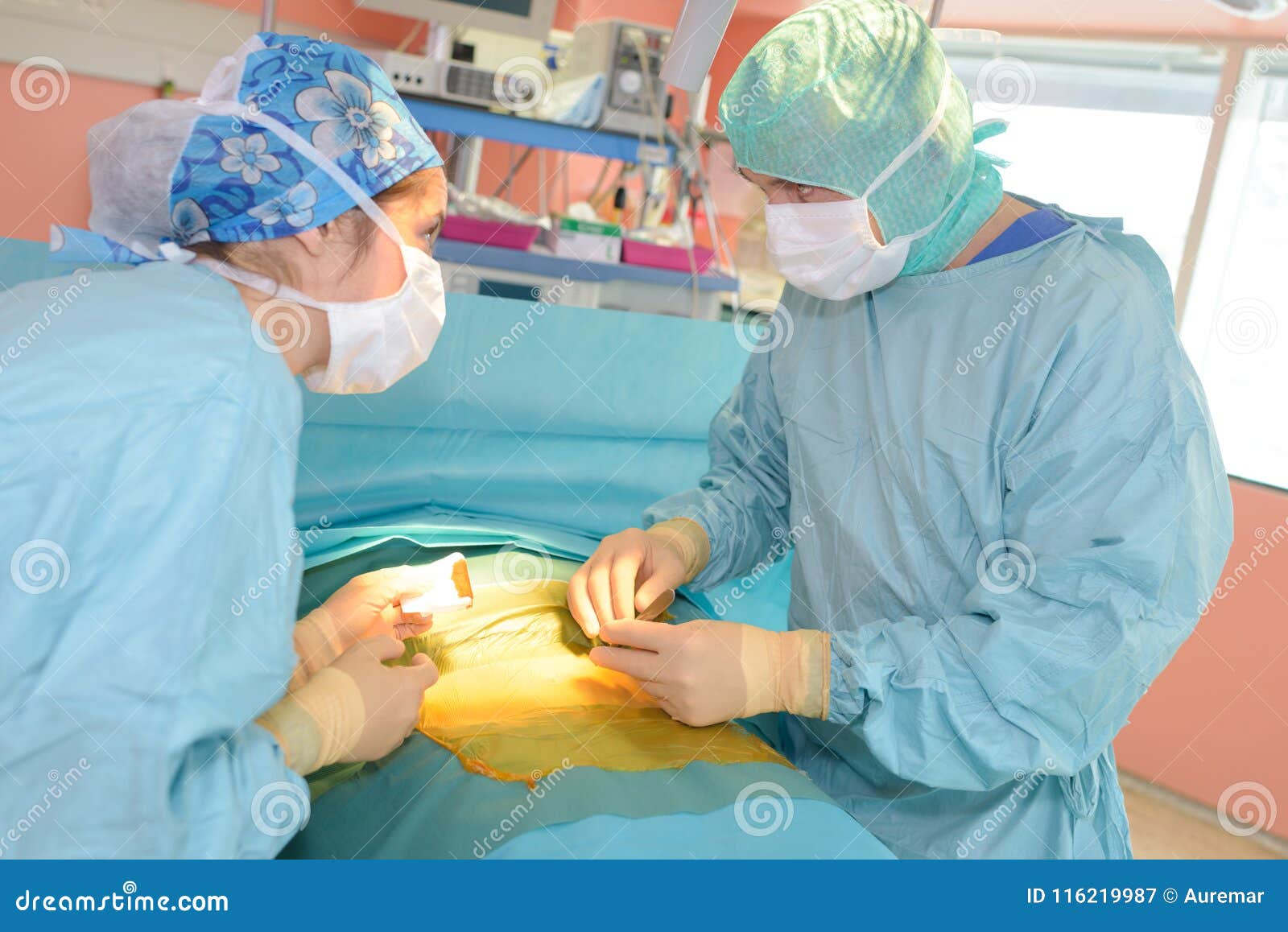 Surgeons Interacting with Each Other while Operation Stock Image ...