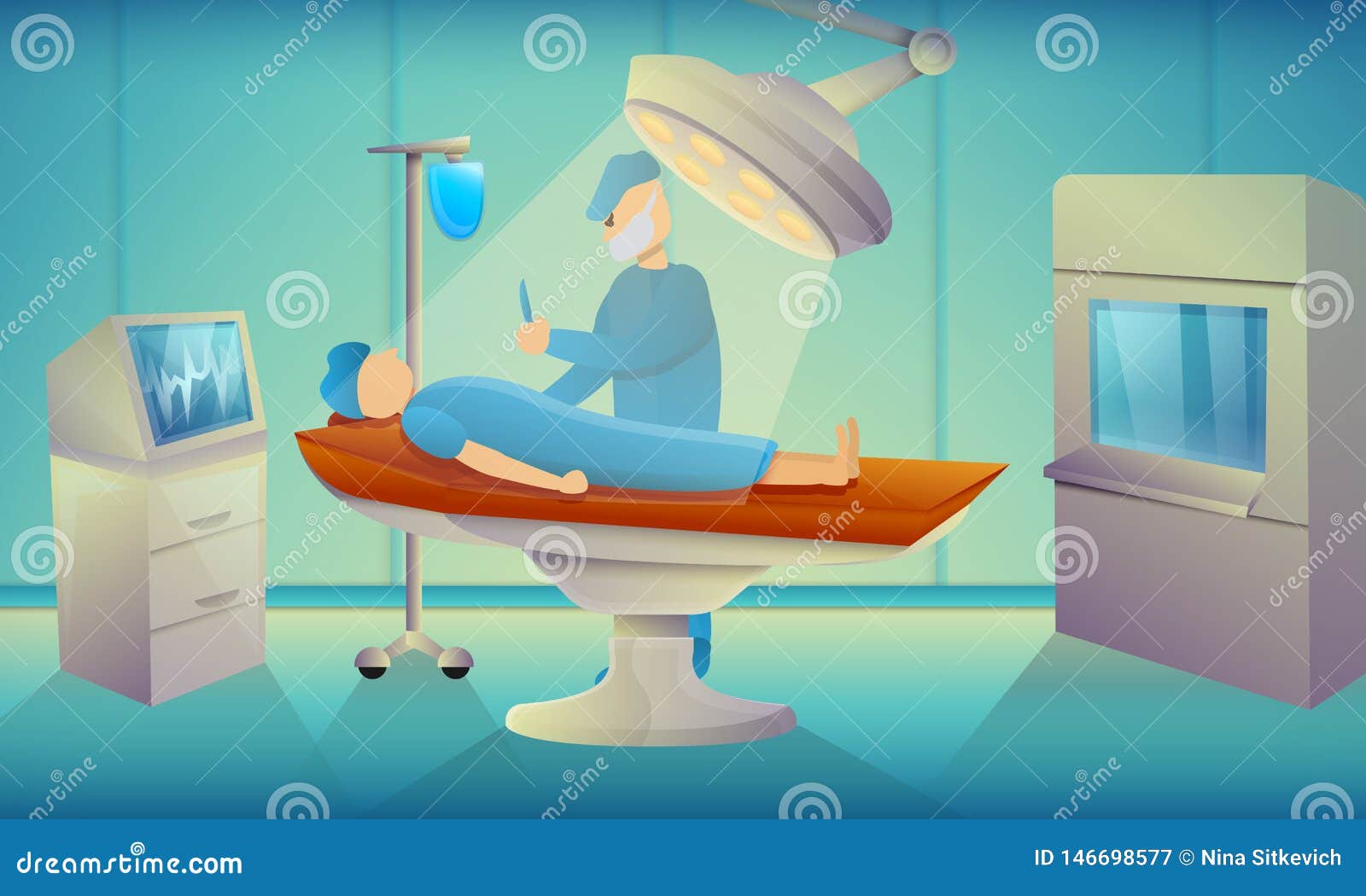 Surgeons Operating Room Concept Banner, Cartoon Style Stock Vector ...