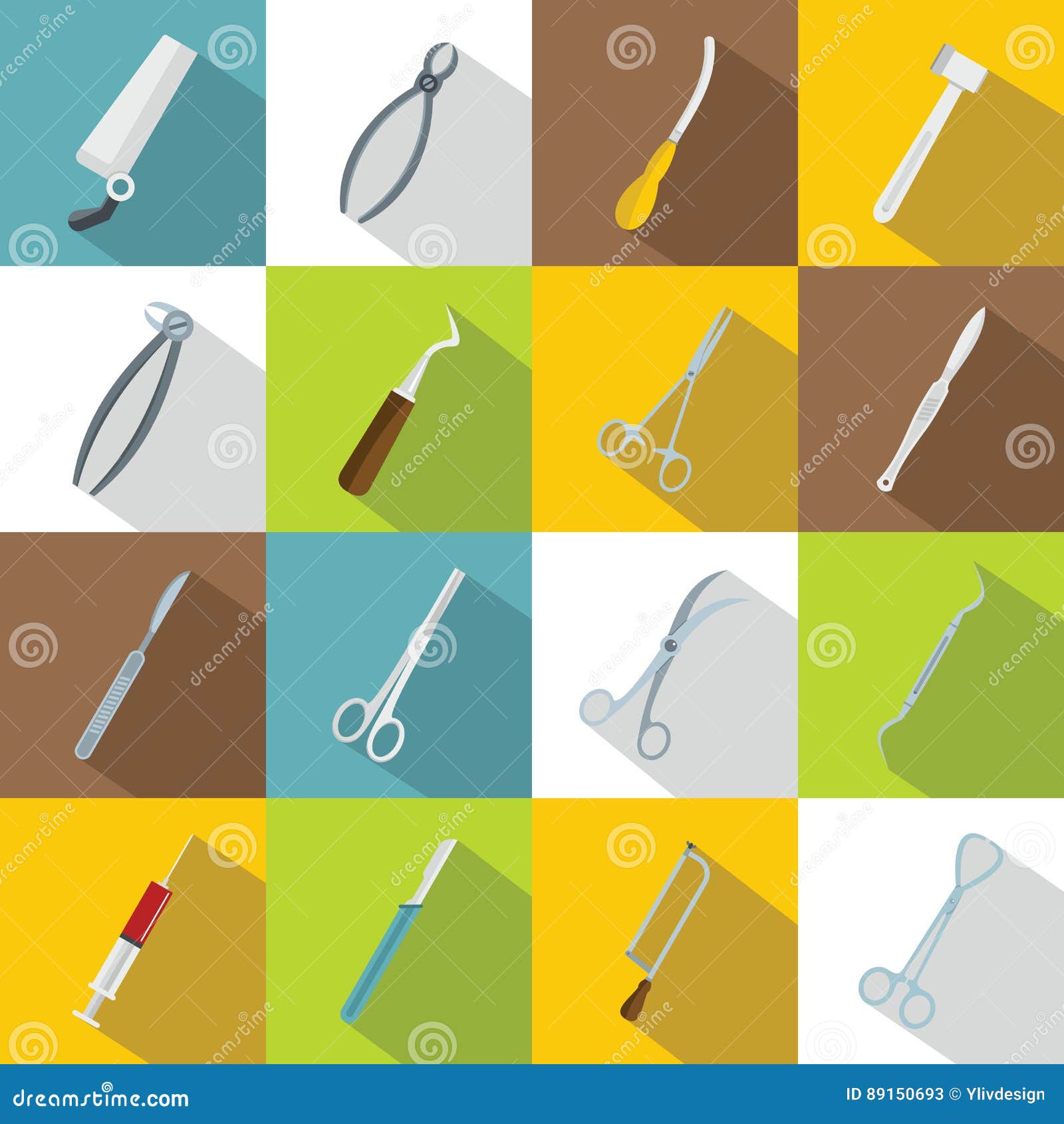 Surgeons Tools Icons Set, Flat Style Stock Vector - Illustration of ...