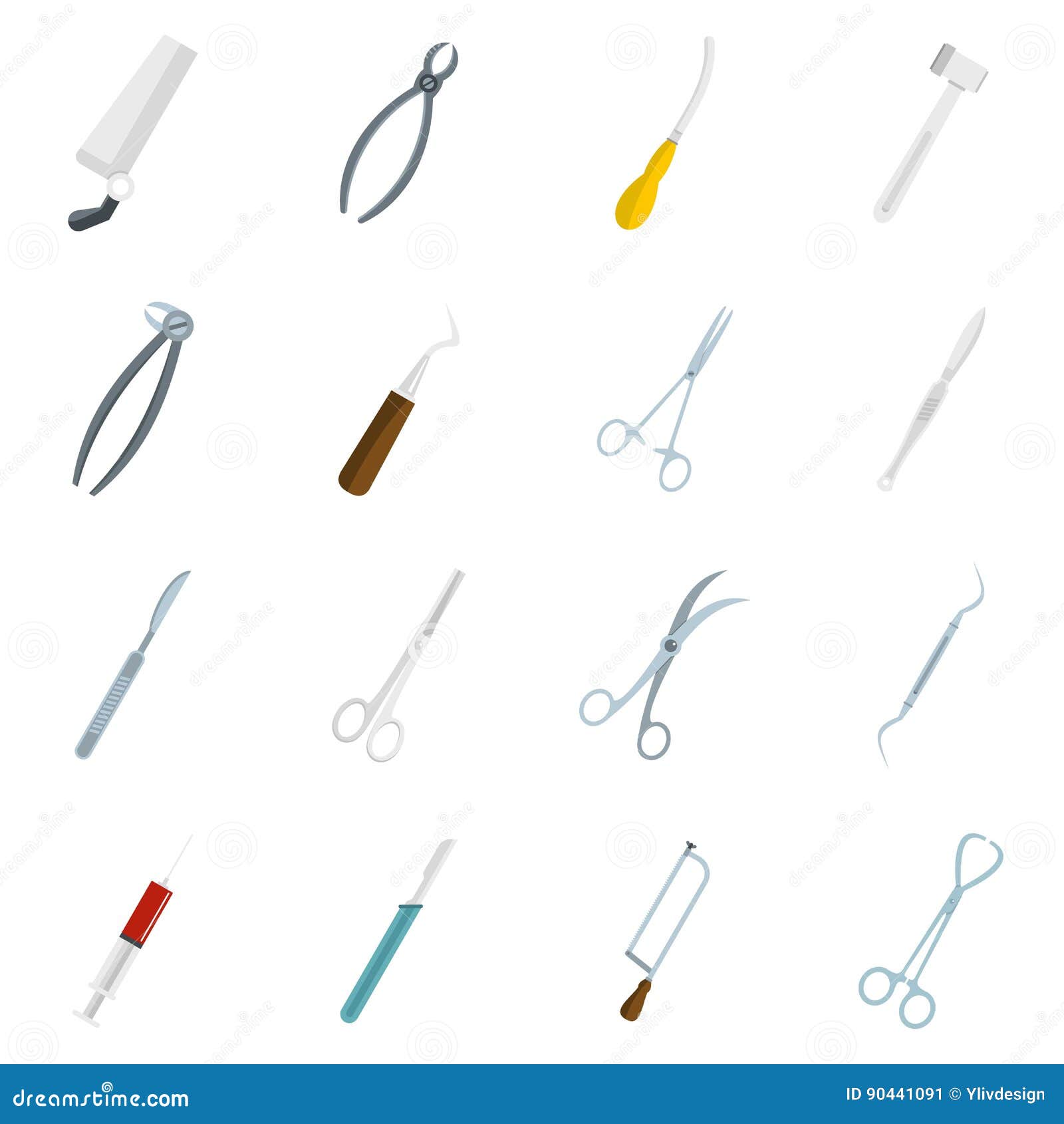 Surgeons Tools Icons Set in Flat Style Stock Vector - Illustration of ...