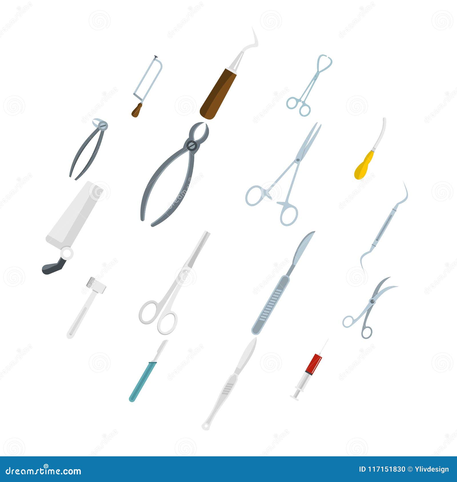 Surgeons Tools Icons Set in Flat Style Stock Vector - Illustration of ...