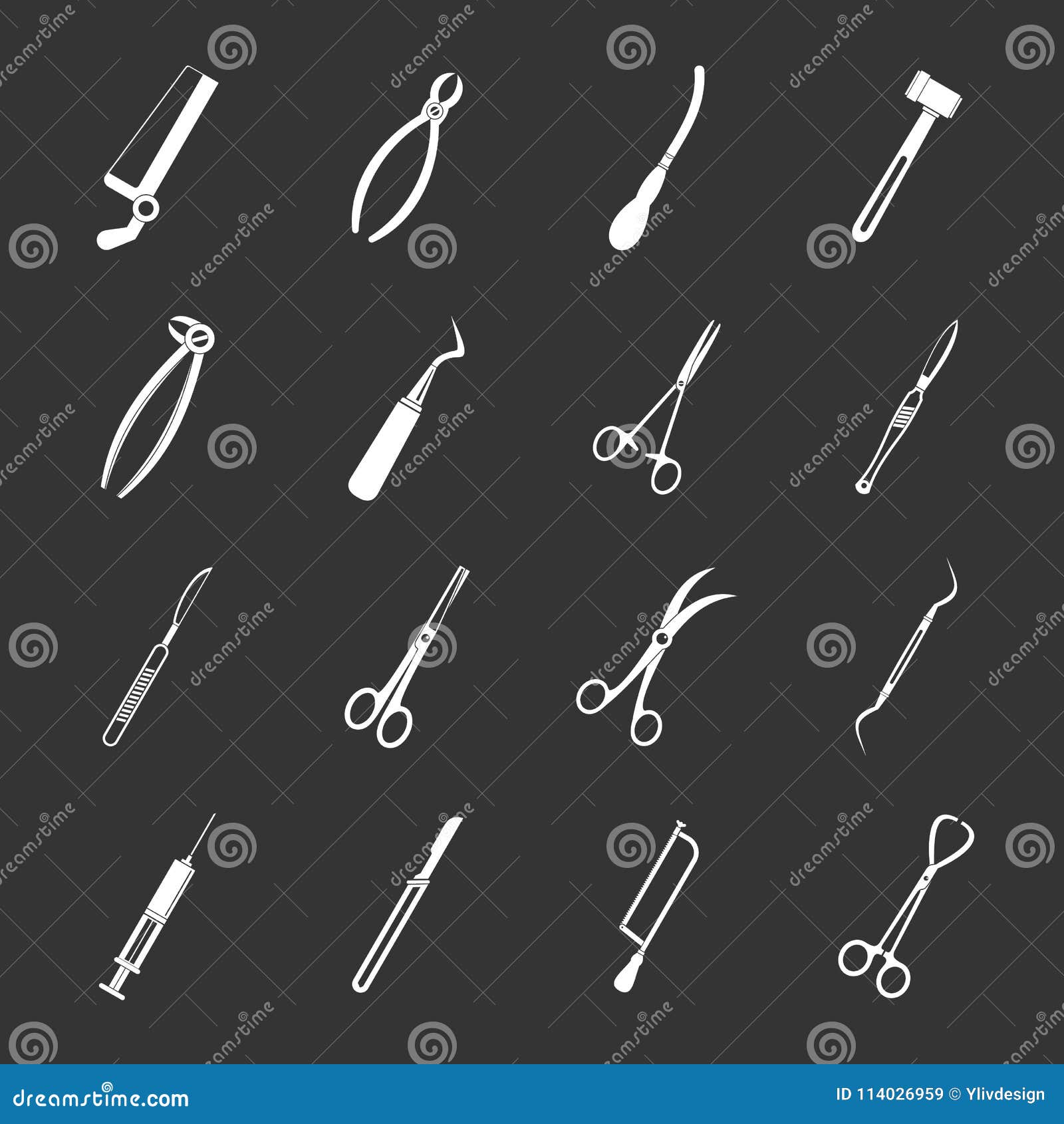 Surgeons Tools Icons Set Grey Vector Stock Vector - Illustration of ...