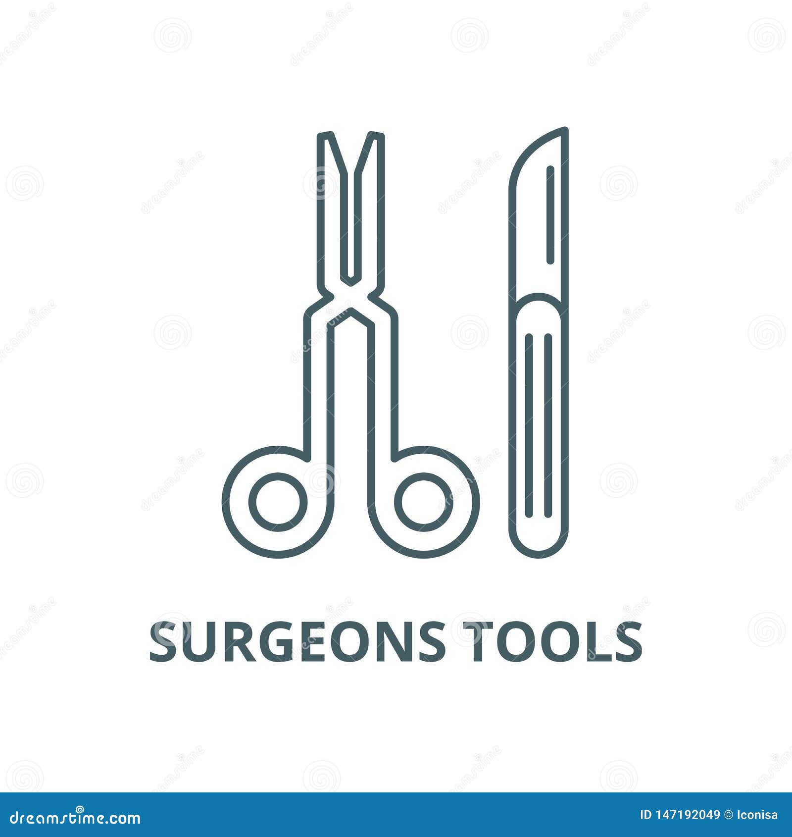 Surgeons Tools Vector Line Icon, Linear Concept, Outline Sign, Symbol ...